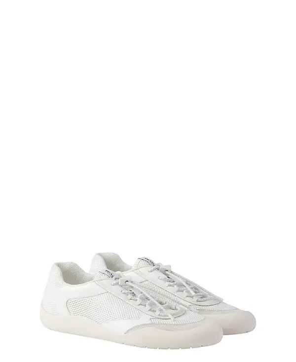 Prada Speedrock Patent Leather And Mesh Sneakers - White
