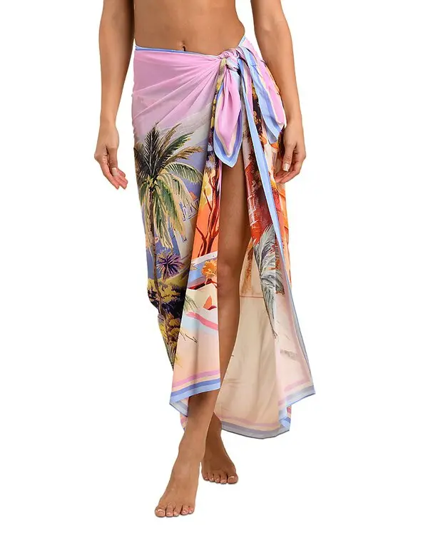 L'Agence Maribel Postcard Print Long Pareo Cover Up - Multi