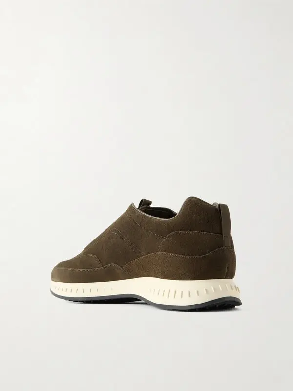 John Lobb Elastic Stream Suede Sneakers - Green