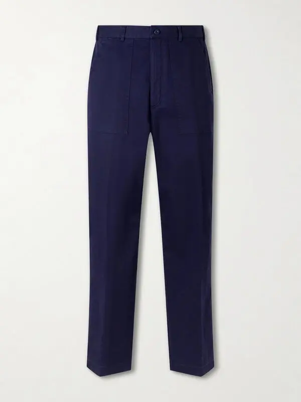 Ralph Lauren Purple Label Straight-leg Cotton-blend Twill Trousers - Blue