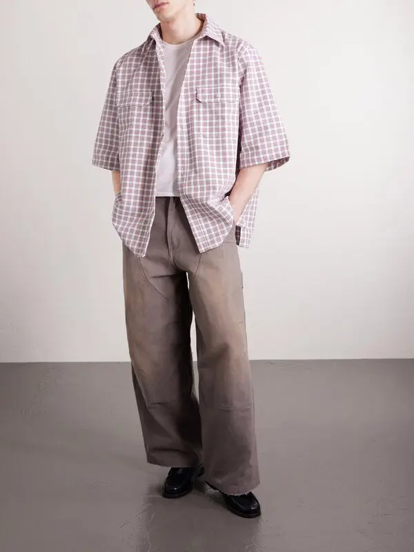 WILLY CHAVARRIA Ss Corcoran Checked Woven Shirt - Red