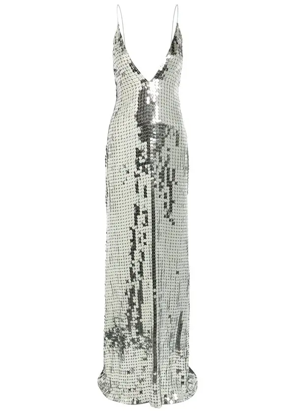 THE NEW ARRIVALS ILKYAZ OZEL Claudie Sequin-embellished Maxi Dress - Grey