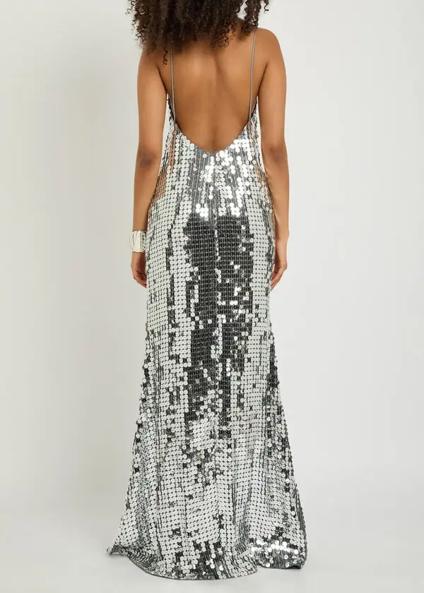 grey embellished maxi dress Crystal-embellished chiffon maxi dress with cutouts  Color: Grey  RASARIO Online Boutique 34 (FR) / Grey