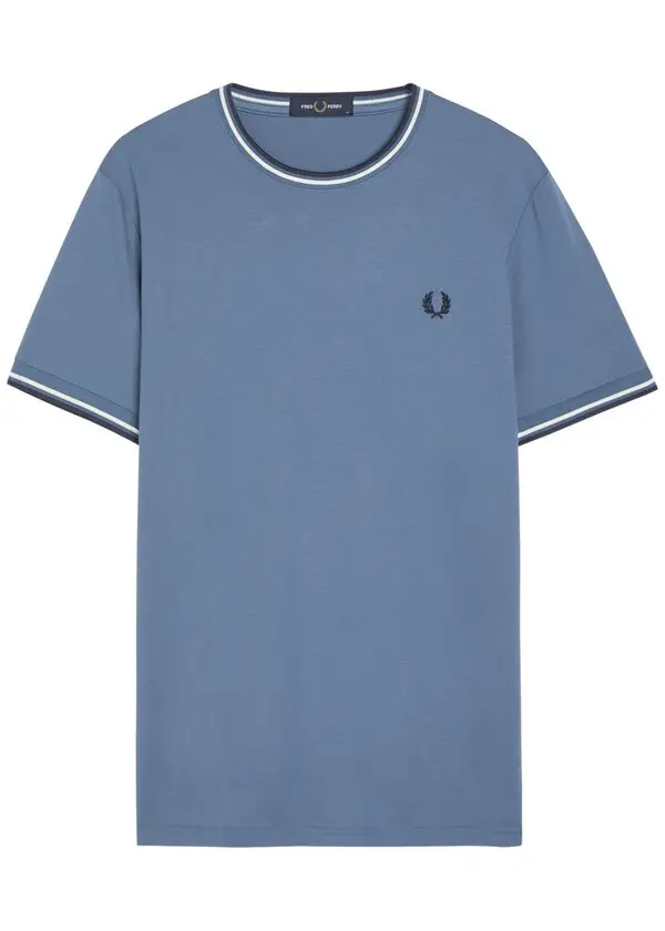 Fred Perry Logo-embroidered Cotton T-shirt - Blue