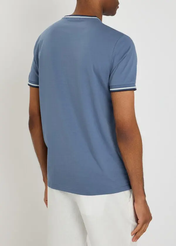 Fred Perry Logo-embroidered Cotton T-shirt - Blue