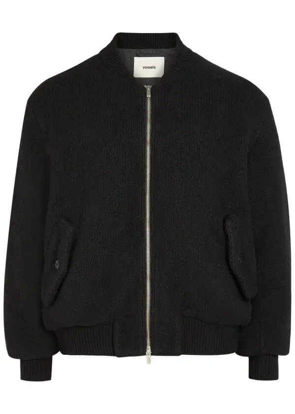 VOWELS Fine-knit Wool Bomber Jacket