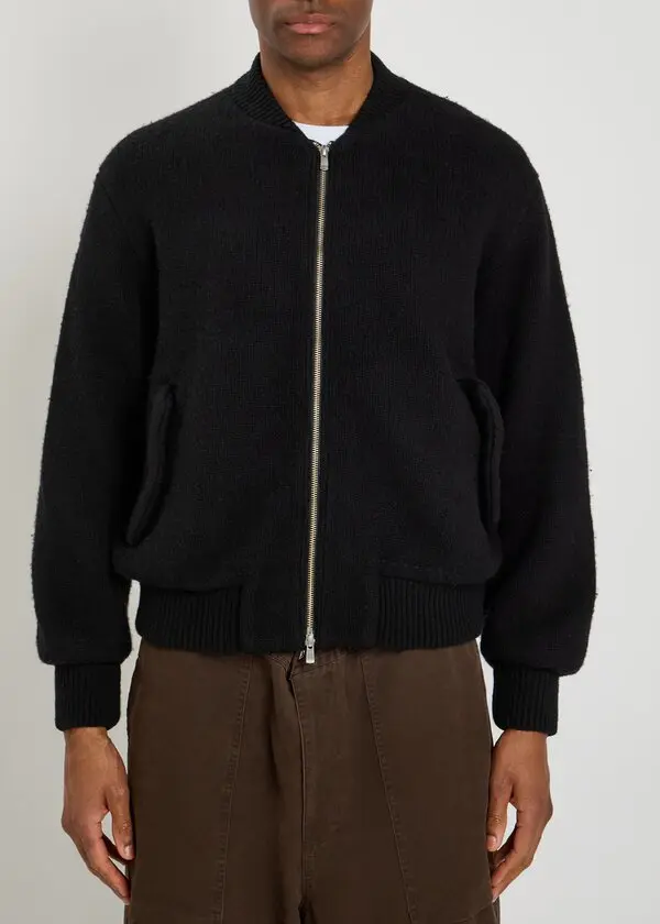 VOWELS Fine-knit Wool Bomber Jacket