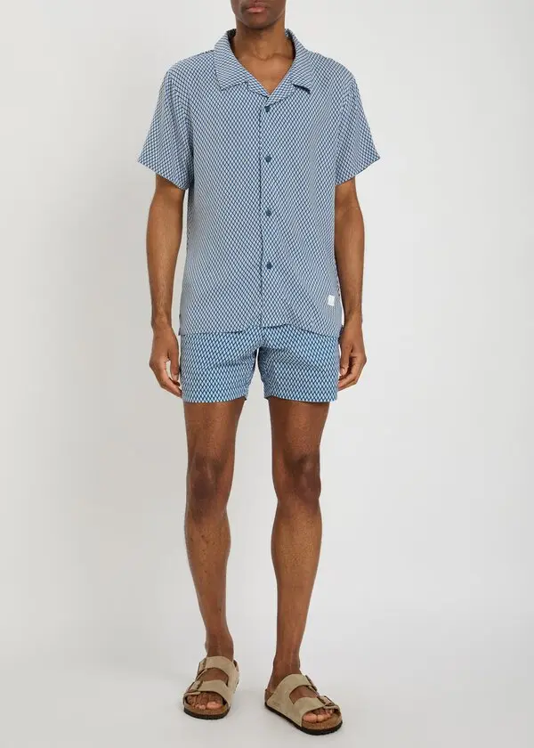 BOSS Beach Patterned Woven Shirt - Blue