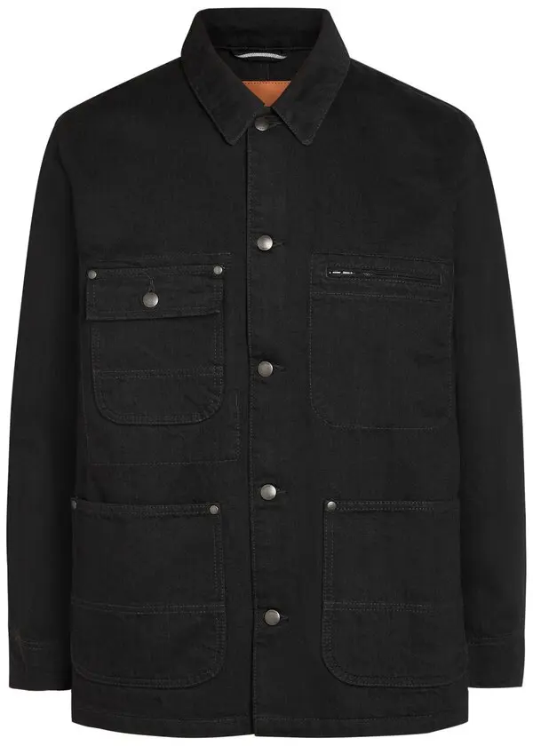 VOWELS Patch Pocket Denim Jacket - Black