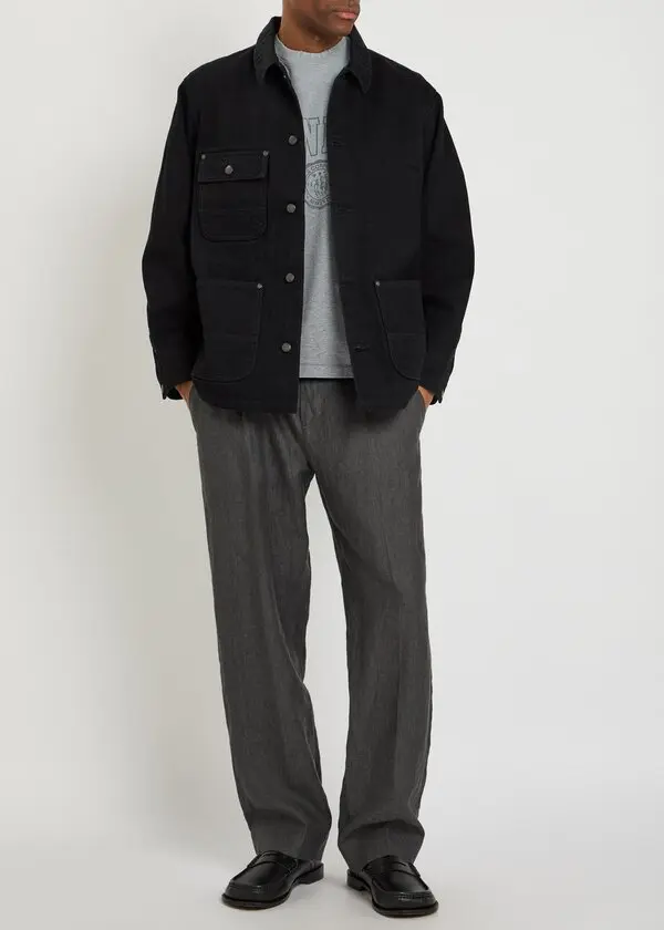 VOWELS Patch Pocket Denim Jacket - Black