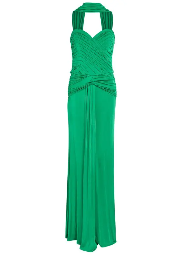 THE NEW ARRIVALS ILKYAZ OZEL Amanda Stretch-jersey Maxi Dress - Green
