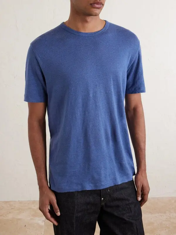 Hartford Linen-jersey T-shirt - Blue