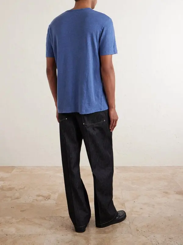 Hartford Linen-jersey T-shirt - Blue