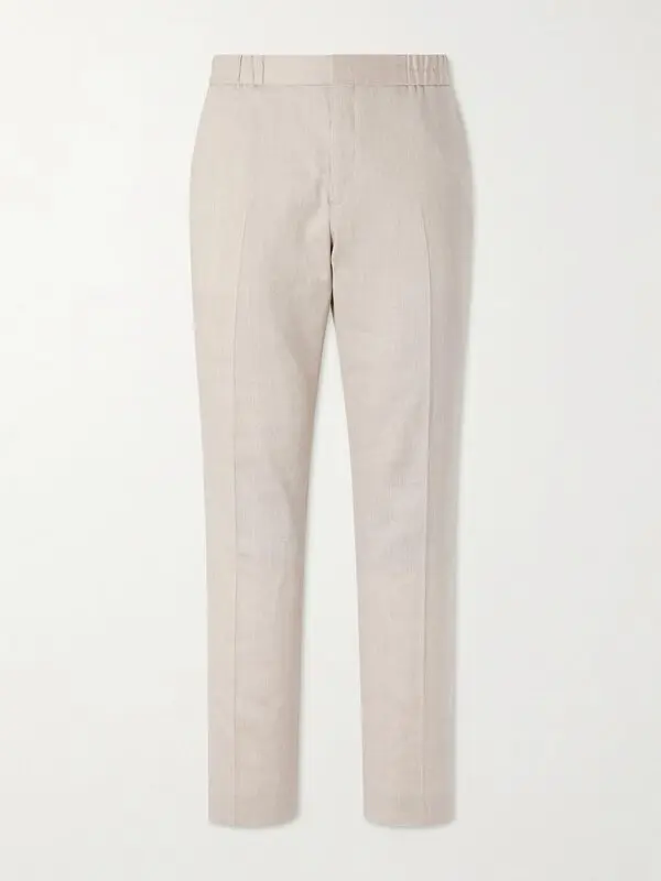 Paul Smith Straight-leg Pleated Linen-blend Trousers - Neutrals