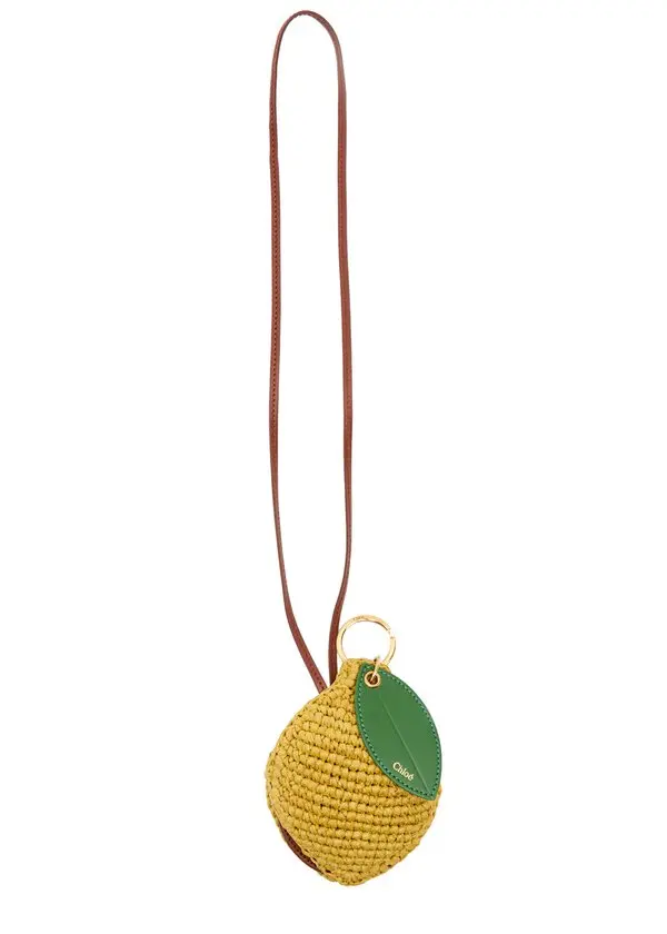 Chloé Symbols Mirror Raffia Bag Charm - Yellow
