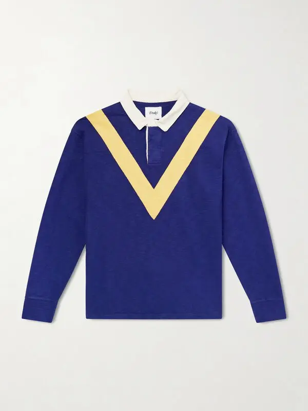 DRAKE'S Chevron Flame Cotton-jersey Rugby Shirt - Blue