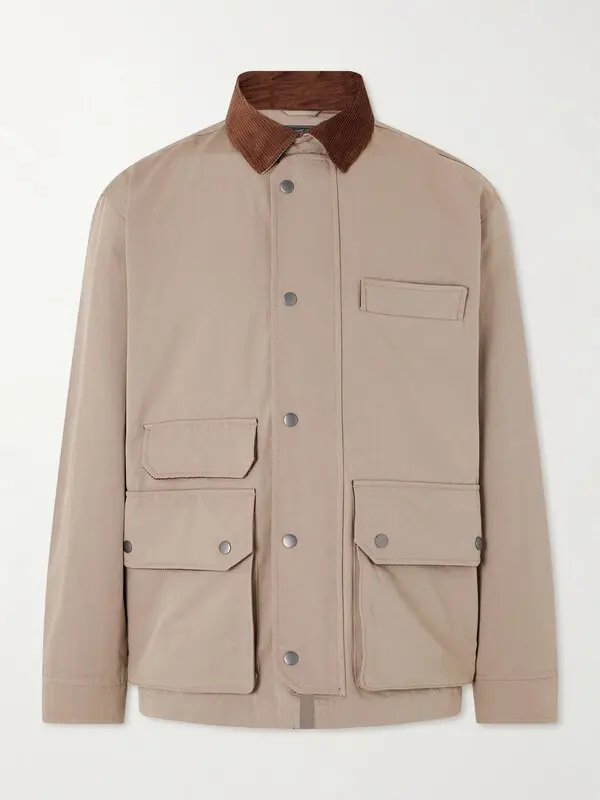 FRIZMWORKS Royal Hunting Corduroy-trimmed Cotton-blend Jacket - Neutrals