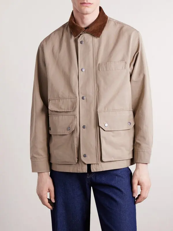 FRIZMWORKS Royal Hunting Corduroy-trimmed Cotton-blend Jacket - Neutrals