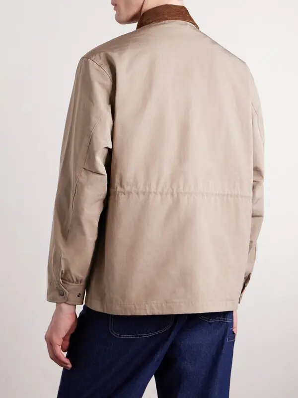 FRIZMWORKS Royal Hunting Corduroy-trimmed Cotton-blend Jacket - Neutrals