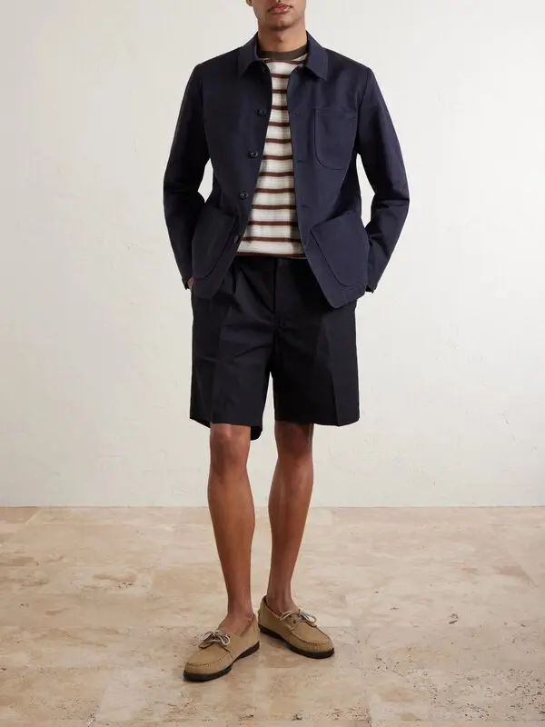 Altea Constantin Cotton And Linen-blend Overshirt - Blue