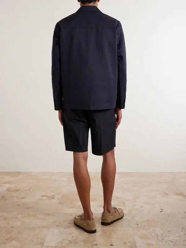 Altea Constantin Cotton And Linen-blend Overshirt - Blue