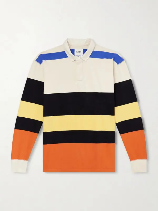 DRAKE'S Striped Cotton-jersey Rugby Shirt