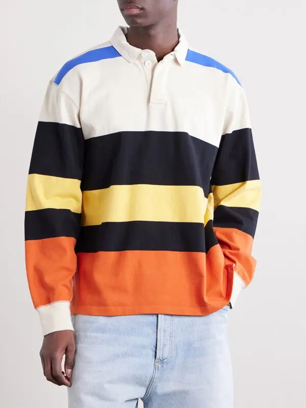 DRAKE'S Striped Cotton-jersey Rugby Shirt