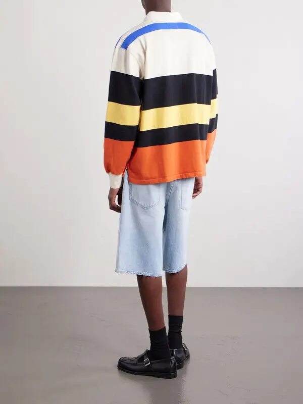 DRAKE'S Striped Cotton-jersey Rugby Shirt