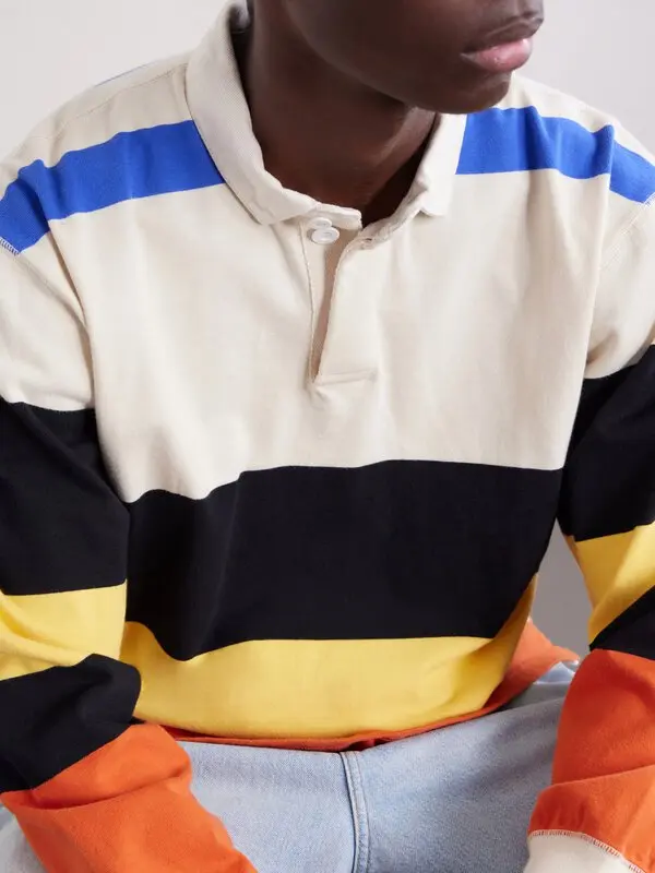 DRAKE'S Striped Cotton-jersey Rugby Shirt