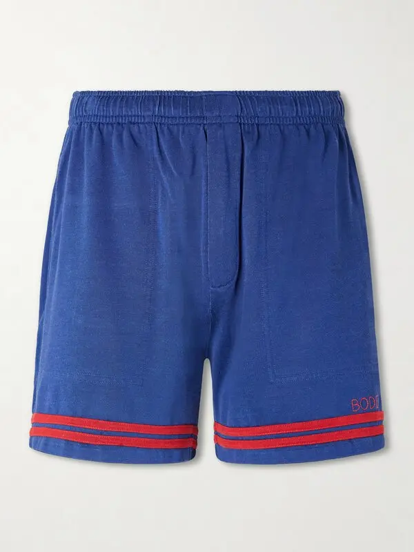BODE Lakewood Straight-leg Logo-embroidered Striped Jersey Shorts