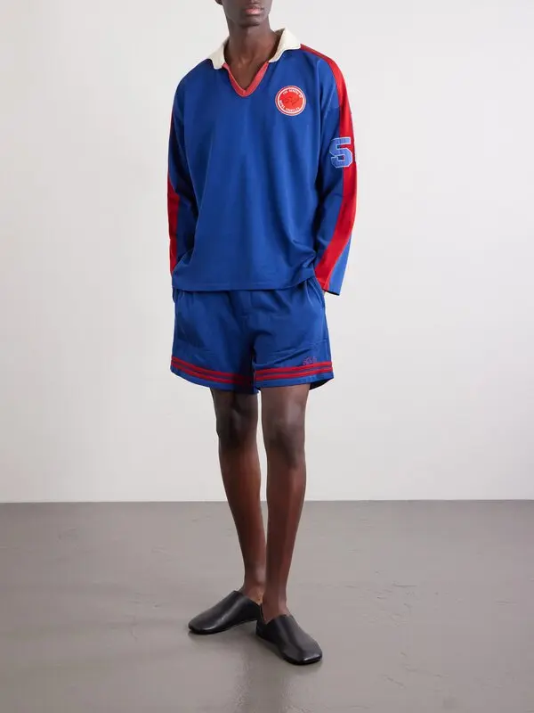 BODE Lakewood Straight-leg Logo-embroidered Striped Jersey Shorts