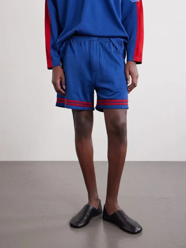 BODE Lakewood Straight-leg Logo-embroidered Striped Jersey Shorts