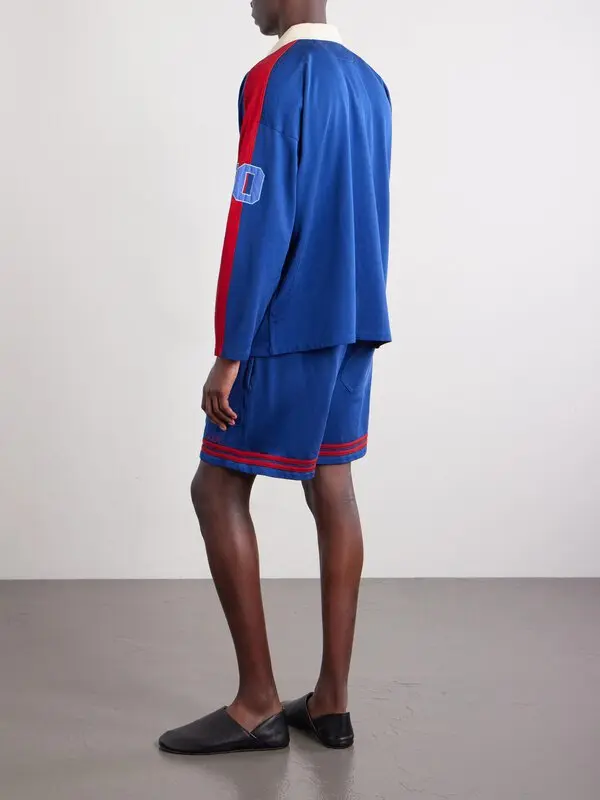 BODE Lakewood Straight-leg Logo-embroidered Striped Jersey Shorts