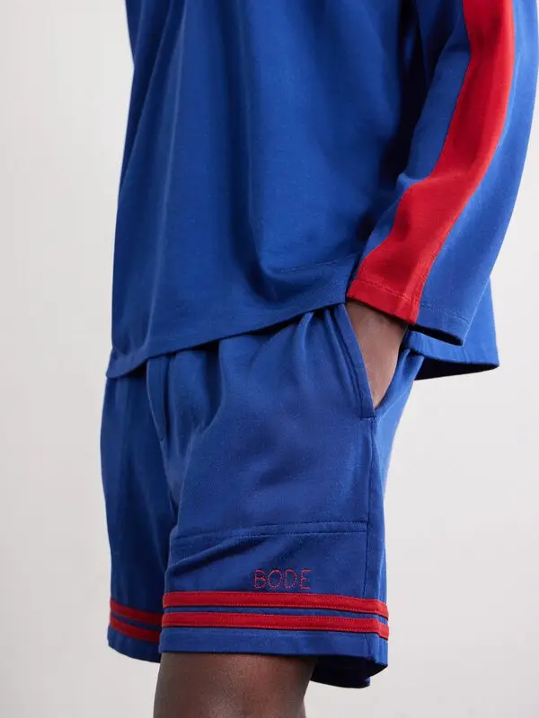 BODE Lakewood Straight-leg Logo-embroidered Striped Jersey Shorts
