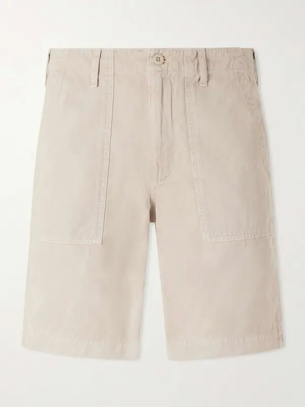 Hartford Fatigue Straight-leg Herringbone Cotton Shorts