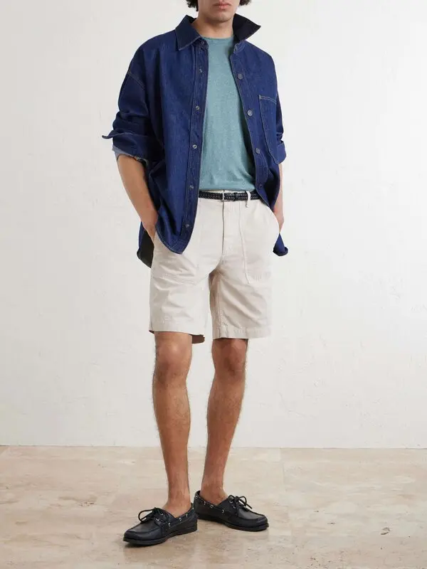 Hartford Fatigue Straight-leg Herringbone Cotton Shorts