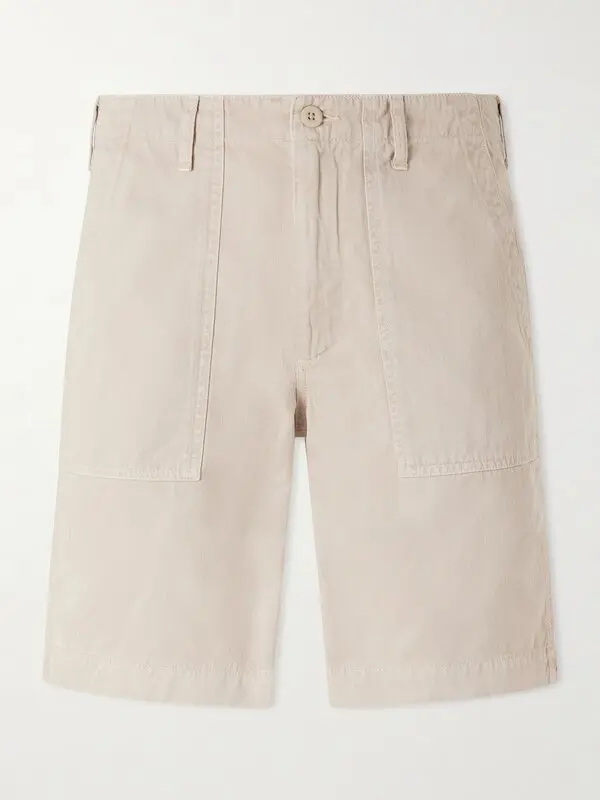 Hartford Fatigue Straight-leg Herringbone Cotton Shorts - Neutrals