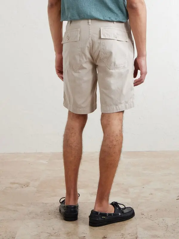 Hartford Fatigue Straight-leg Herringbone Cotton Shorts