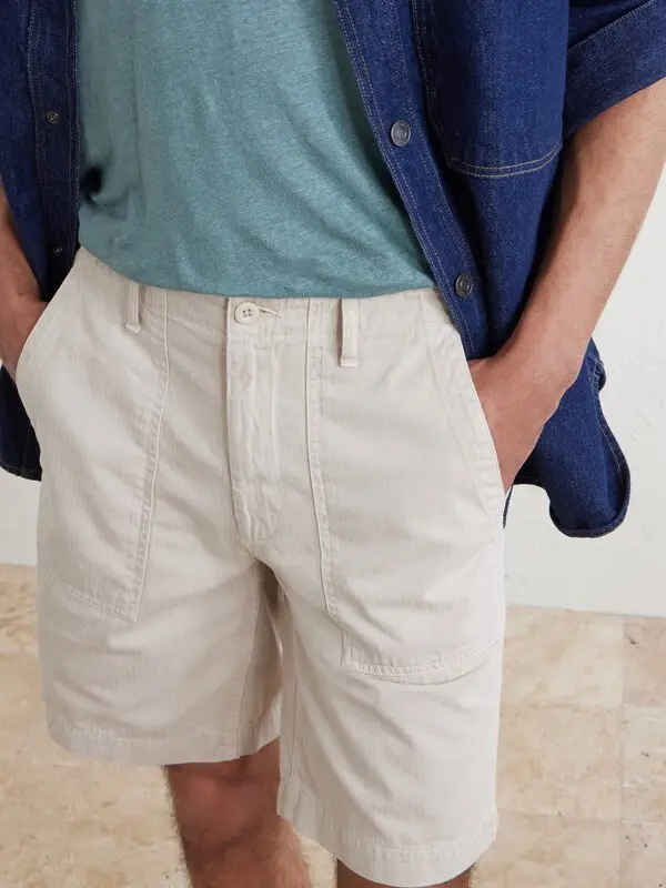 Hartford Fatigue Straight-leg Herringbone Cotton Shorts