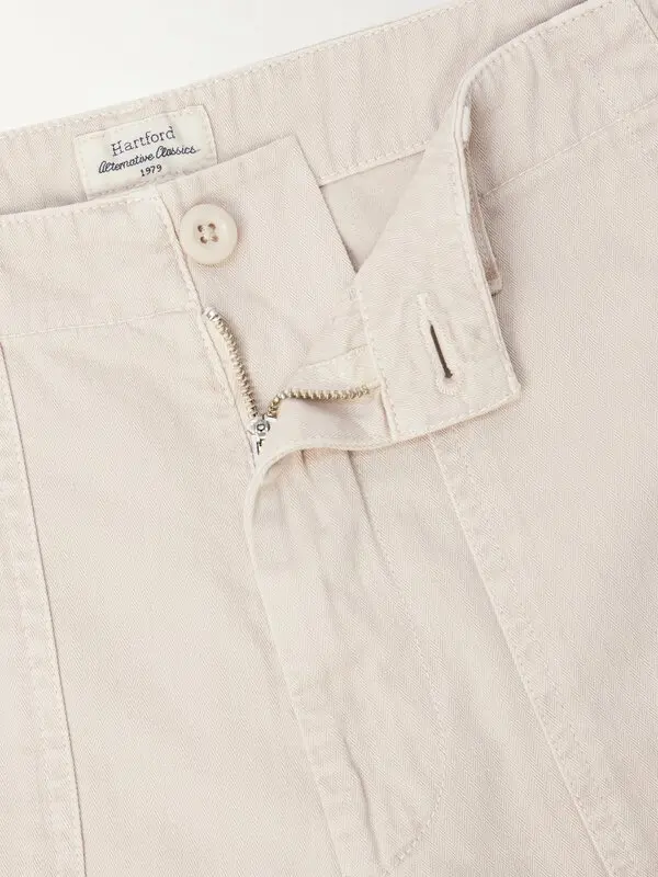 Hartford Fatigue Straight-leg Herringbone Cotton Shorts