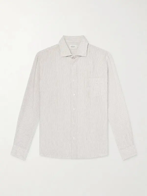 Hartford Paul Striped Linen Shirt - Gray