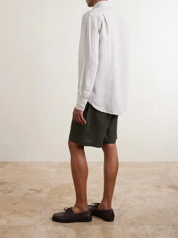 Hartford Paul Striped Linen Shirt - Gray