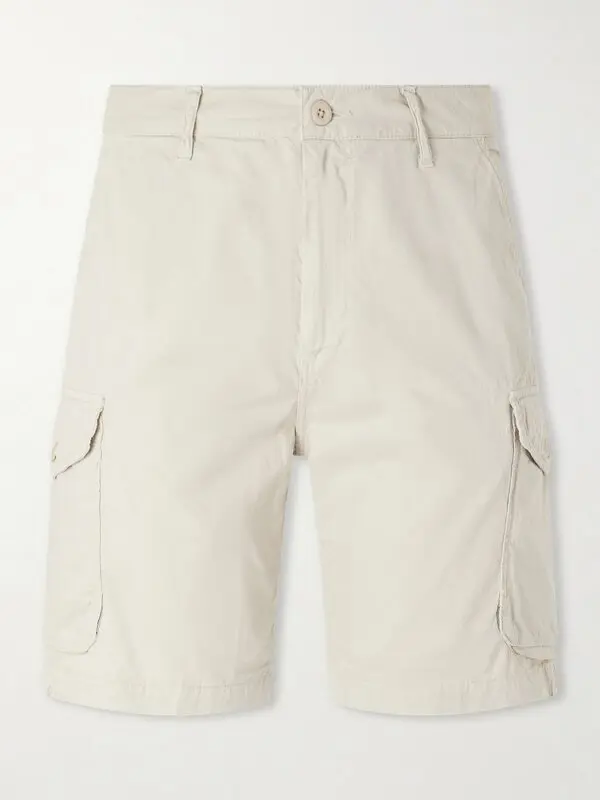 Hartford Battle Straight-leg Cotton Shorts - Neutrals