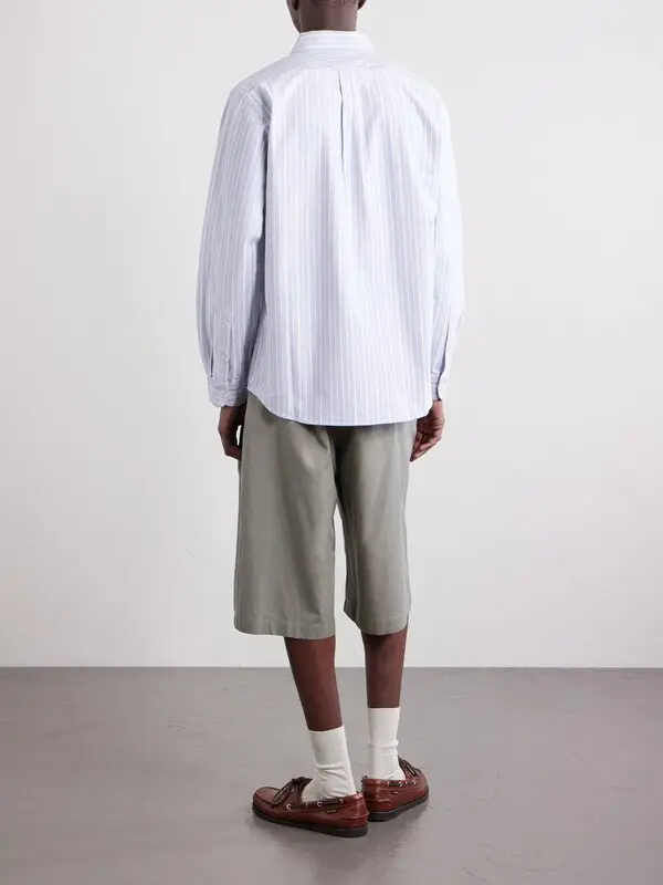 HUMAN MADE Button-down Collar Logo-appliquéd Striped Cotton Shirt