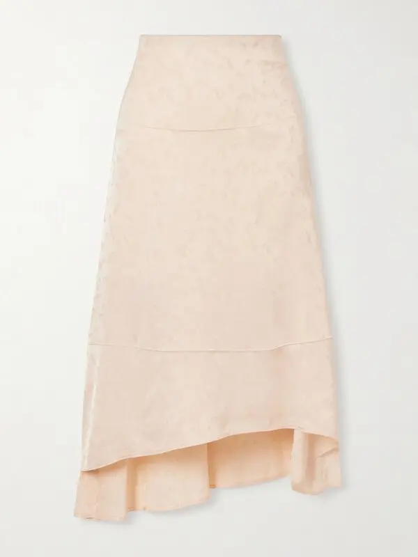 Victoria Beckham Floral-jacquard Satin Midi Skirt - Pink