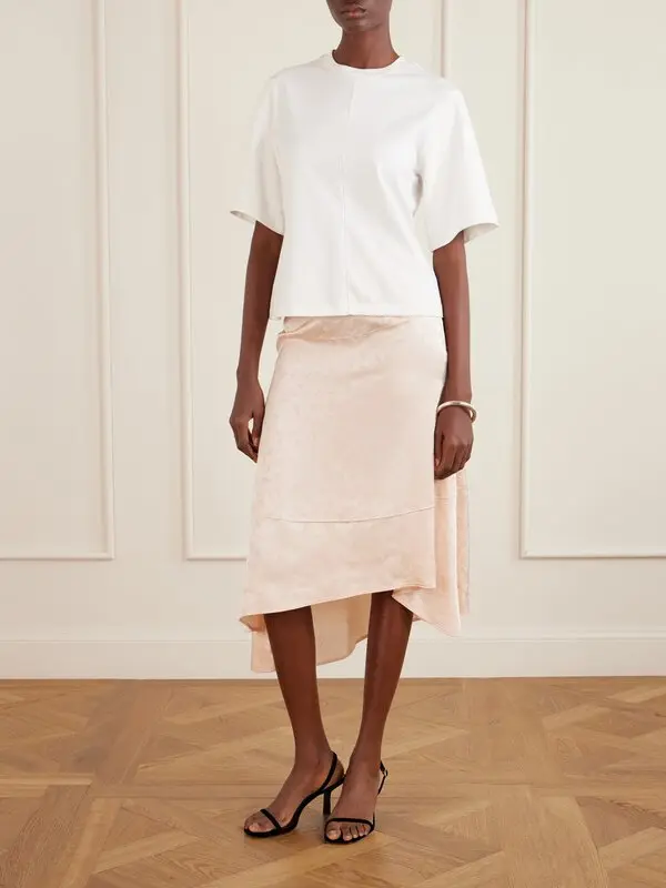 Victoria Beckham Floral-jacquard Satin Midi Skirt