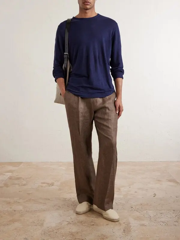 Hartford Linen-jersey T-shirt - Blue