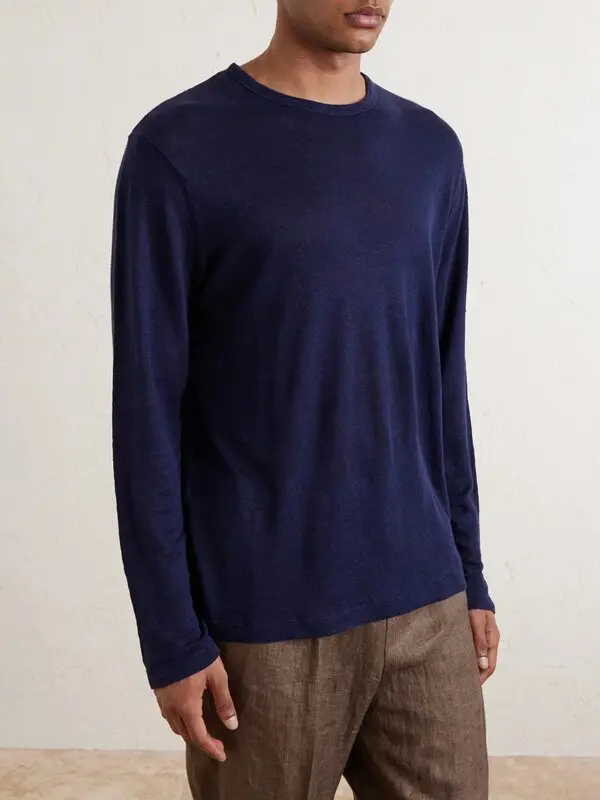 Hartford Linen-jersey T-shirt - Blue