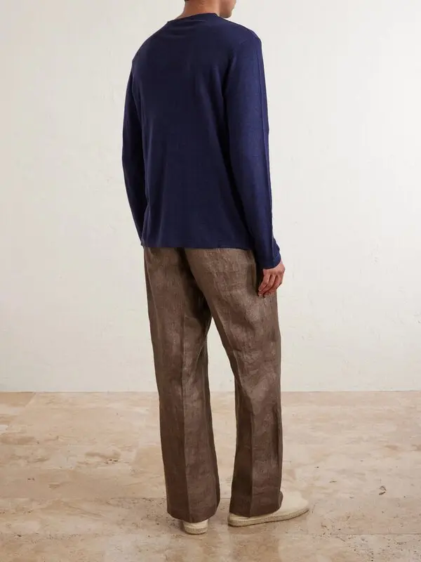 Hartford Linen-jersey T-shirt - Blue