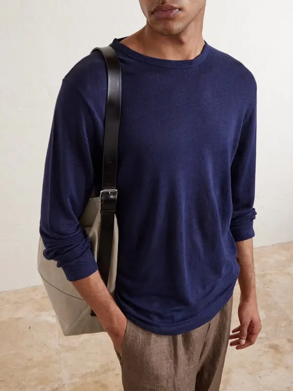 Hartford Linen-jersey T-shirt - Blue
